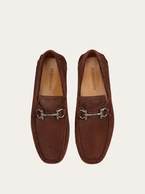 FERRAGAMO Gancini Bit Suede Loafers - Brown