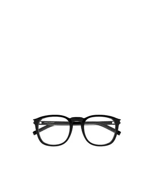 Saint Laurent Round Frame Eyeglasses With Logo Detail - Black