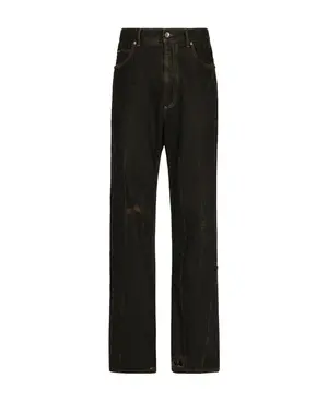 Dolce & Gabbana Logo Patch Straight-leg Jeans - Black