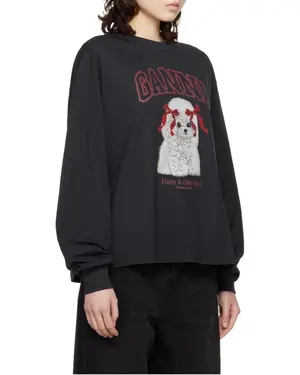 GANNI Poodle Graphic Long Sleeve Sweatshirt