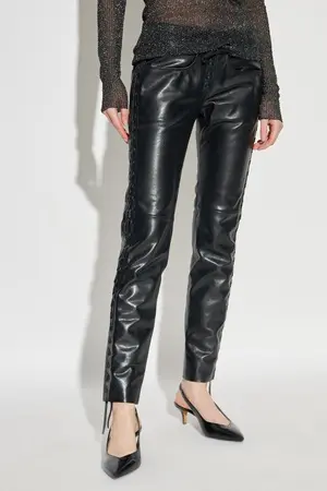 Isabel Marant Étoile Lace-up Leather Trousers - Black