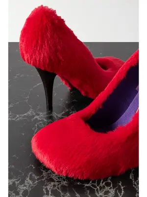 Stella McCartney Ryder 95mm Faux-fur Pumps - Red