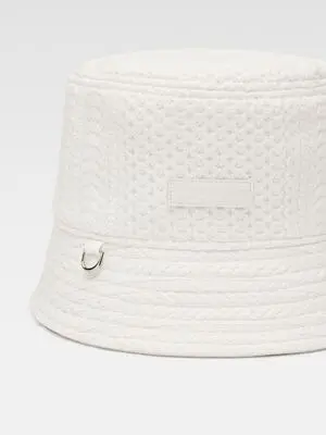Jacquemus Le Bob Belo Cable Knit Bucket Hat - White