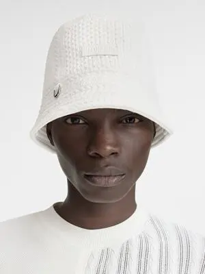 Jacquemus Le Bob Belo Cable Knit Bucket Hat - White
