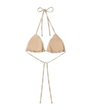 Burberry Checked Halterneck Triangle Bikini Top - Flaxen
