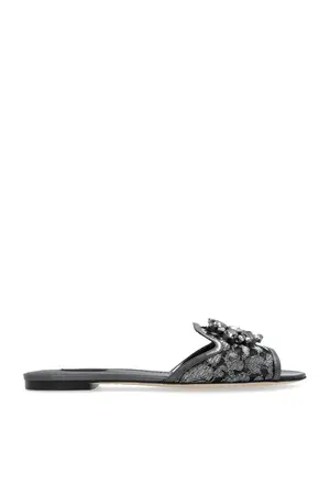 Dolce & Gabbana Bianca Crystal Embellished Sandals - Black