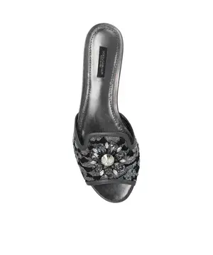 Dolce & Gabbana Bianca Crystal Embellished Sandals - Black