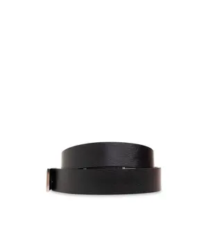 DIESEL® Logo Plaque Leather Belt - Black