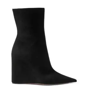 Amina Muaddi Suede Wedge Ankle Boots