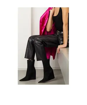 Amina Muaddi Suede Wedge Ankle Boots