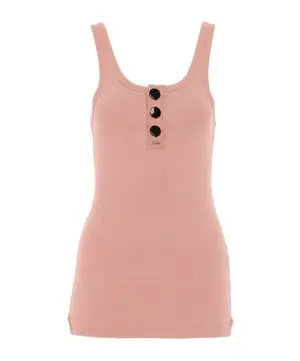 Chloé Logo Embroidered Ribbed Tank Top - Pink