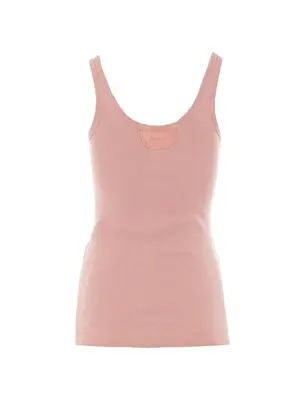Chloé Logo Embroidered Ribbed Tank Top - Pink