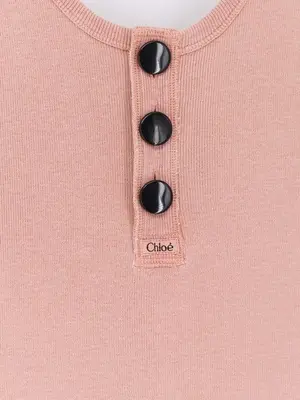 Chloé Logo Embroidered Ribbed Tank Top - Pink