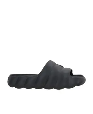 Moncler Quilted Logo Slides - Black
