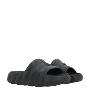 Moncler Quilted Logo Slides - Black