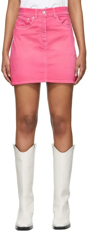 MSGM Logo Printed Denim Skirt