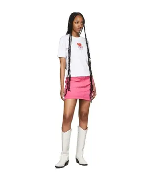 MSGM Logo Printed Denim Skirt