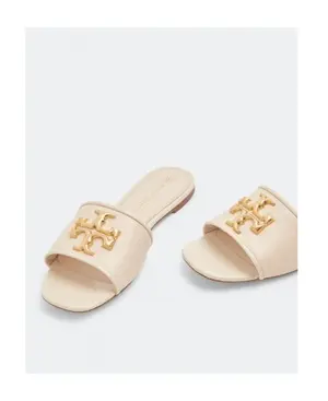 Tory Burch Eleanor Logo Plaque Sandals - Nude
