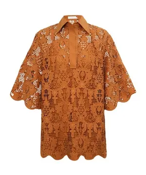 Zimmermann Coco Lace Tunic Top - Biscu