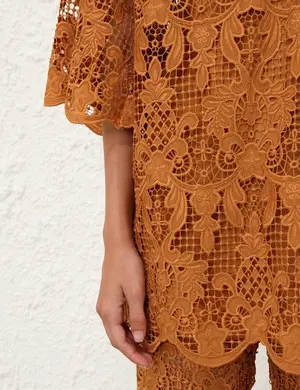 Zimmermann Coco Lace Tunic Top - Biscu