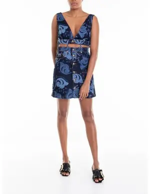 Versace Sleeveless V-neck Cut-out Denim Dress