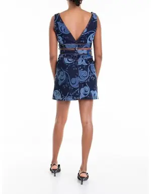 Versace Sleeveless V-neck Cut-out Denim Dress