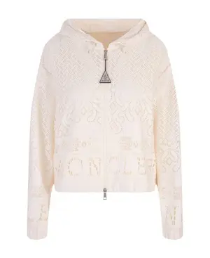 Moncler Zip-fastening Hooded Jacket With Intricate Mesh Knit