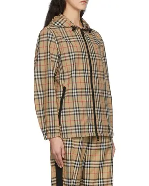 Burberry Checked Hooded Jacket - Archives Beige