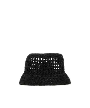 Prada Woven Bucket Hat With Embroidered Logo