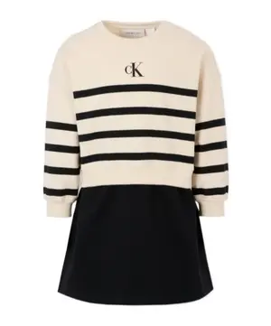 Calvin Klein Striped Cotton Dress With Crewneck