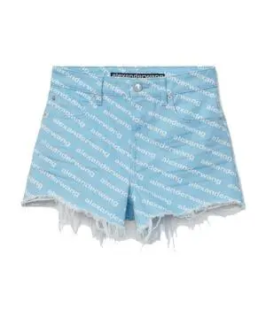 Alexander Wang High Rise Logo Denim Shorts - Blue
