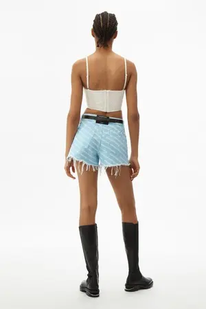Alexander Wang High Rise Logo Denim Shorts - Blue