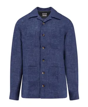 Brunello Cucinelli Patch Pocket Easy Fit Shirt - Blue