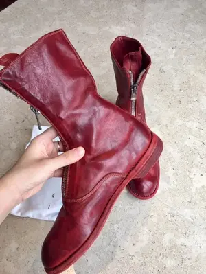 Guidi 310 Series Front Zipper Ankle Boots - Red
