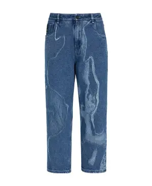 Fendi Contrasted Logo Motif Straight Leg Denim Trousers