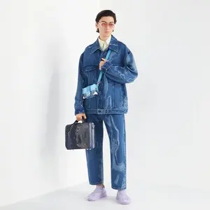 Fendi Contrasted Logo Motif Straight Leg Denim Trousers