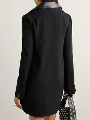 16Arlington Leather Trimmed Crepe Chiffon Mini Dress