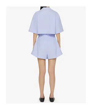 Givenchy High-waisted Shorts With Embroidered Logo - Light Blue