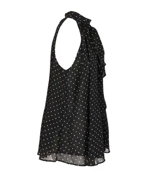 ROTATE BY BIRGER CHRISTENSEN Halterneck Floral Print Bow Top - Black