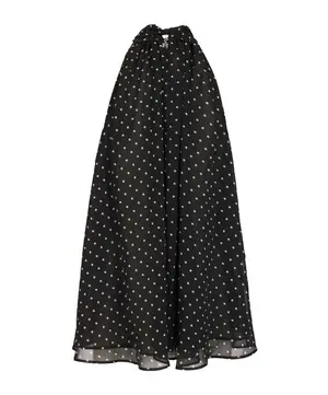 ROTATE BY BIRGER CHRISTENSEN Halterneck Floral Print Bow Top - Black
