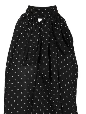ROTATE BY BIRGER CHRISTENSEN Halterneck Floral Print Bow Top - Black