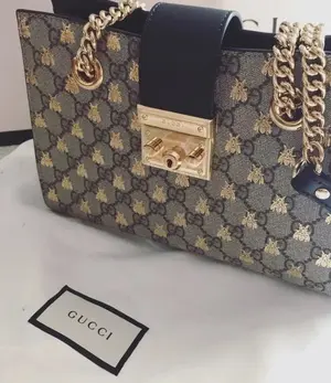 Gucci Padlock Small Shoulder Bag With Gg Bees Motif