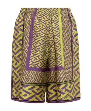 Versace Greca Pattern Logo Printed Shorts - Green