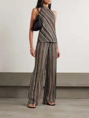 Missoni Sequined Striped Wide-leg Pants - Black