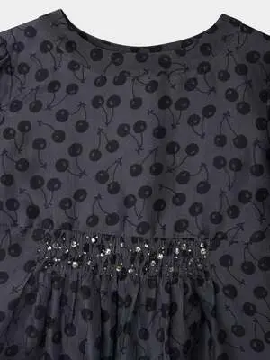 Bonpoint Junia Cherry Print Pleated Dress