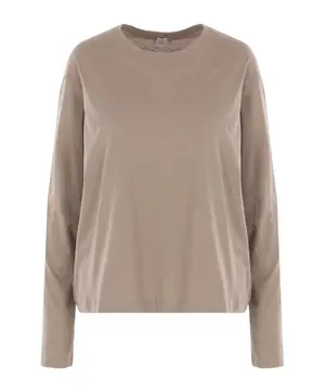 TOTEME Long Sleeve Crew Neck Top - Light Brown