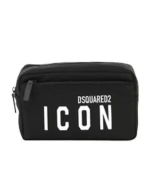 Dsquared2 Icon Logo Printed Toiletry Bag - Black