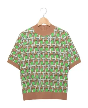 Tory Burch Short Sleeve Patterned Sweater
