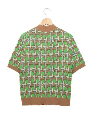 Tory Burch Short Sleeve Patterned Sweater