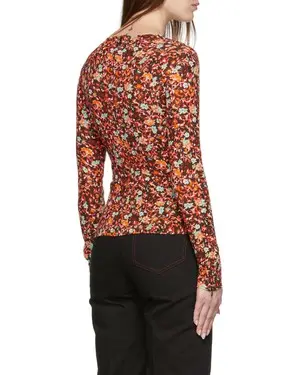 Victoria Beckham Floral Cut-out Long Sleeve T-shirt - Multicolor